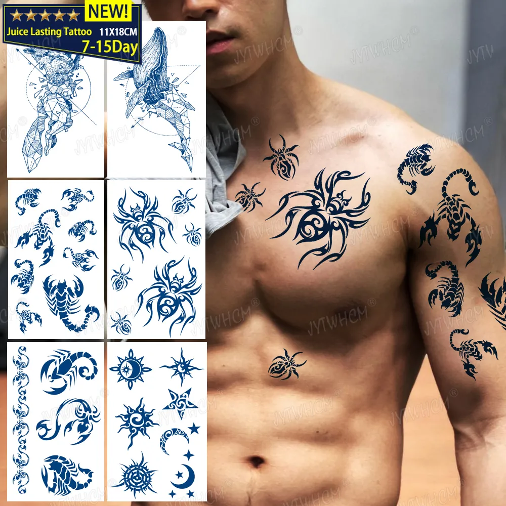 Scorpion Chest Star Temporary Tattoo Waterproof Semi Permanent Sticker ...