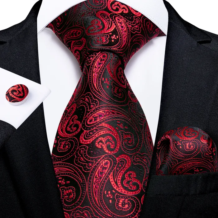 Bolo Ties Luxry Tie Red Paisley Black Mens Ties Wedding Accessories ...