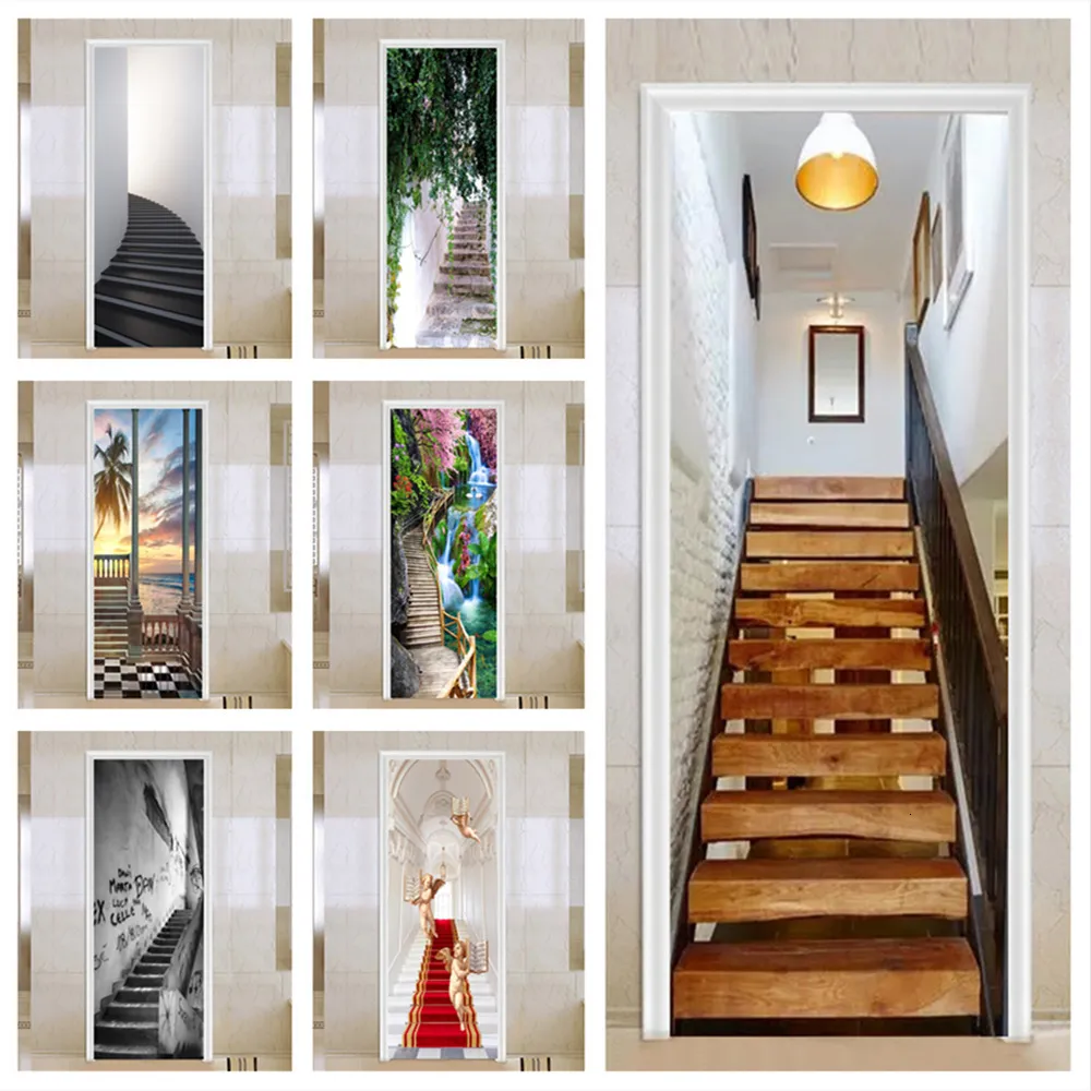 Stair Wallpaper: Self Adhesive Staircase Decals, Waterproof Door Mural ...