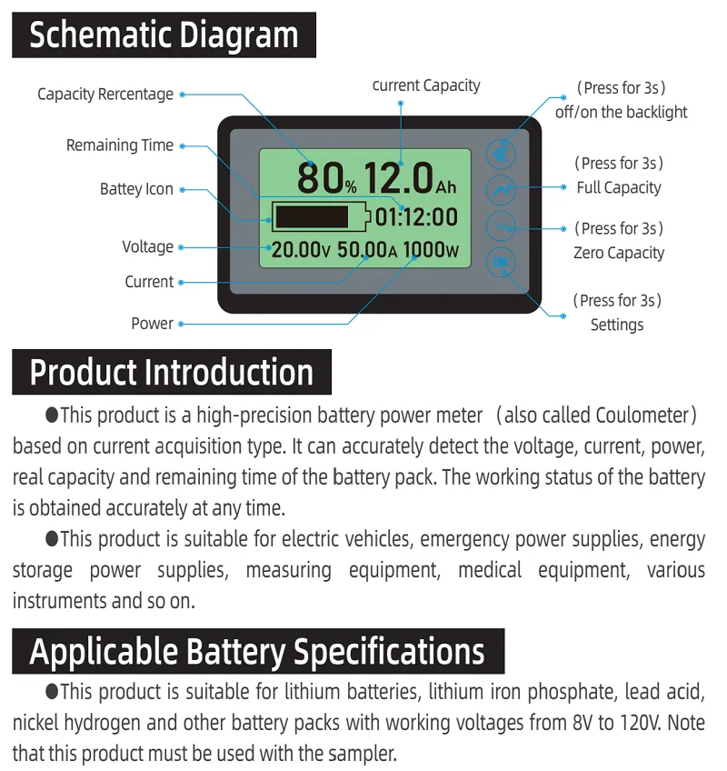 DHgate.com:TF03K 100V 350A High-Precision Battery Monitor for LiFePo4 ...