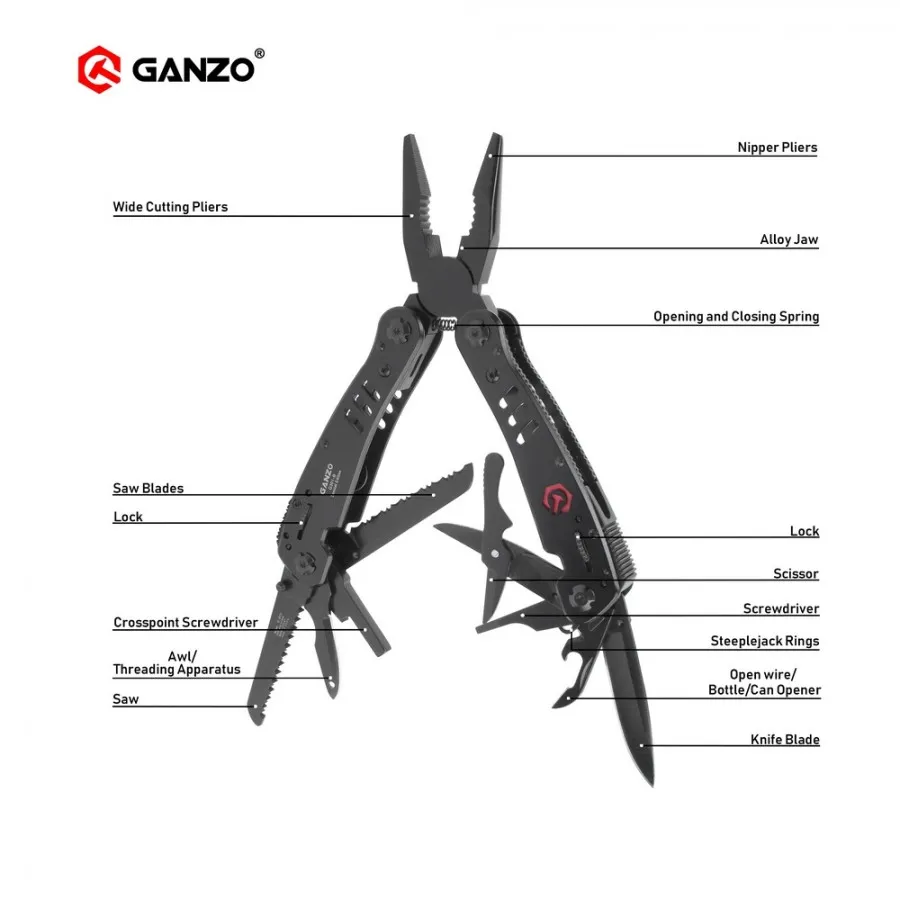 26-in-1 Multi-Tool Pliers Set - Portable Folding Knife, Screwdriver Kit ...