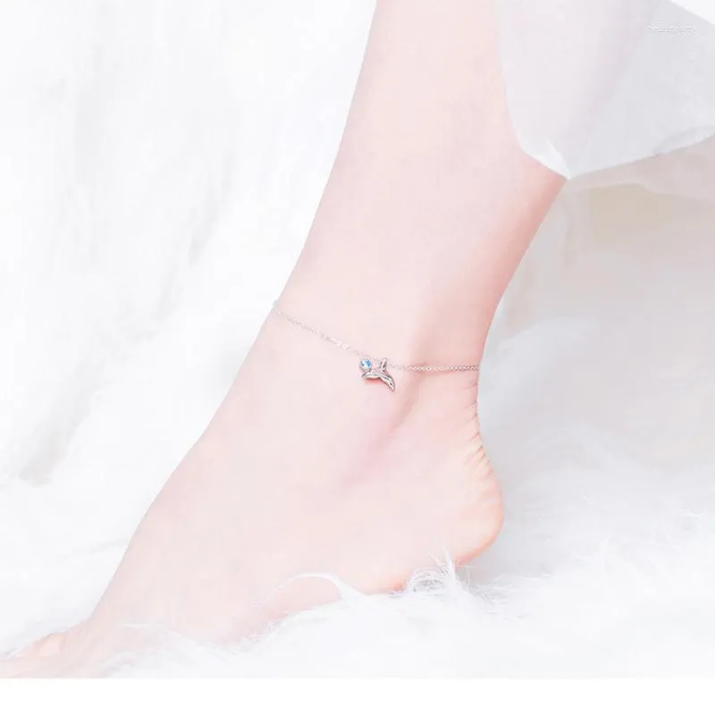 DHgate.com:Anklets Shining U S925 Silver Anklet Mermaid Tail Plated In Platinum Simple Fine ...