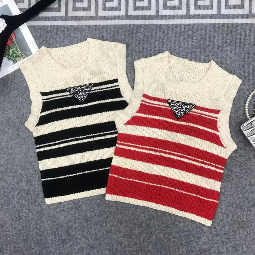 Women's Stripe Tank Top Fashion Summer Sequin Triangle Pattern Round ...