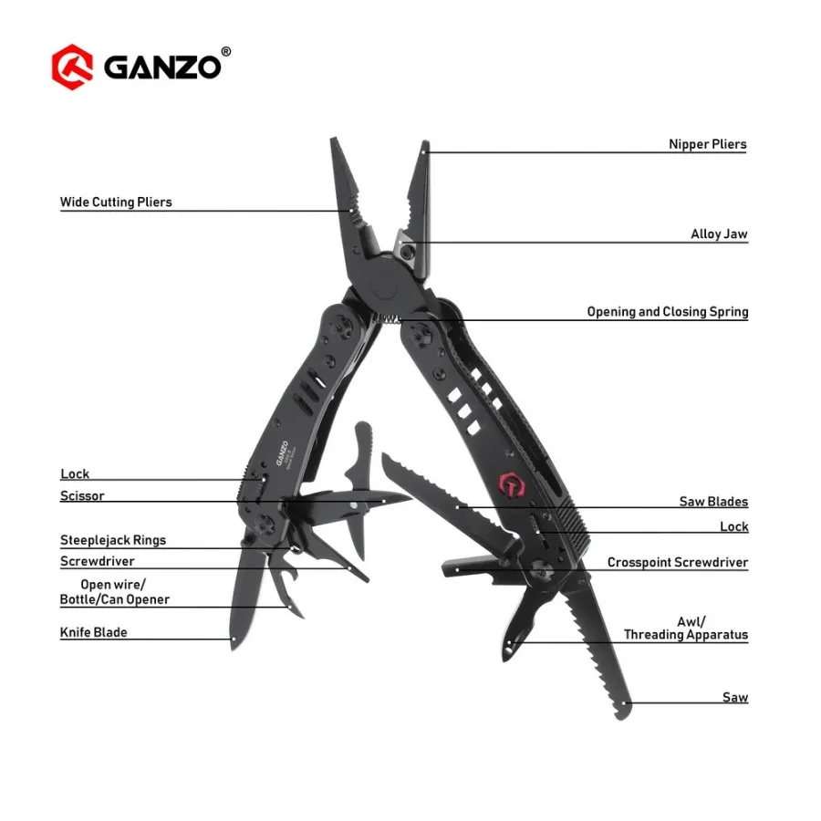 Ganzo G302/G302B/H Multi Pliers 26 Multi Tool Kit With Screwdriver ...