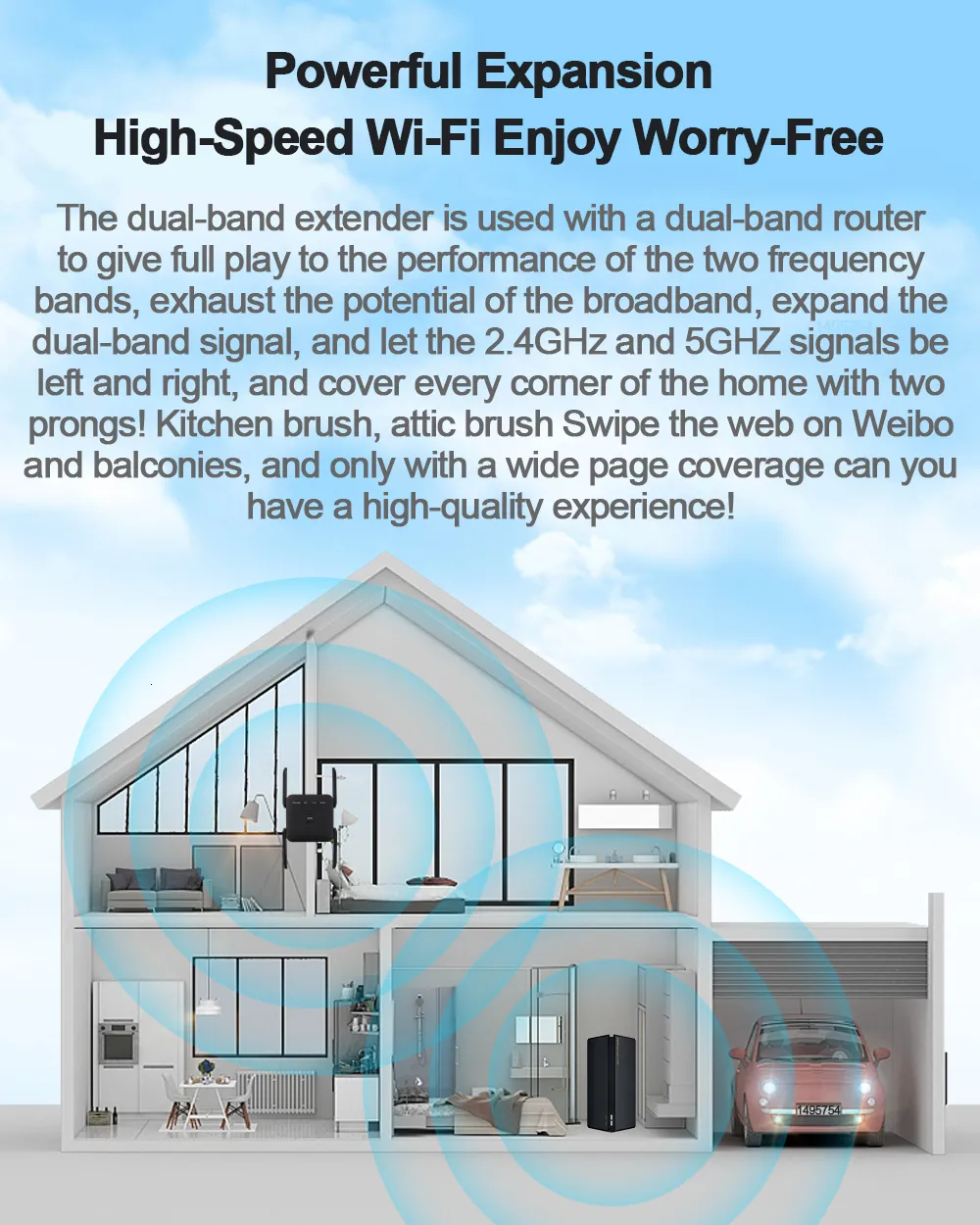 Long Range 5G/2.4G wifi extender with Amplifier and Signal Extender ...