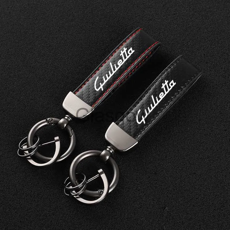 Custom Carbon Fiber Leather Alfa Romeo Keychain With Horseshoe Buckle ...