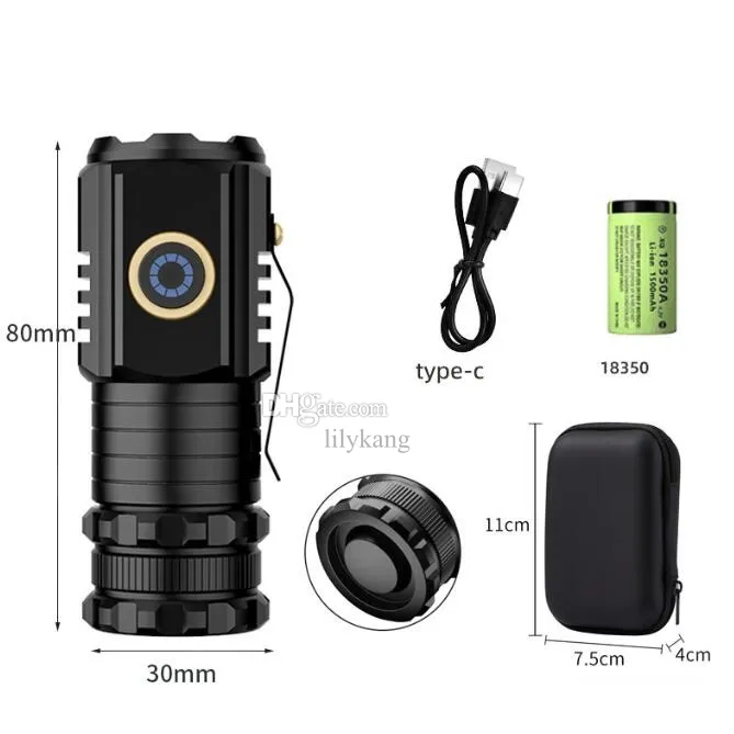 Brightest Torch Flashlight Pen Long Range Adjustable Focus USB ...