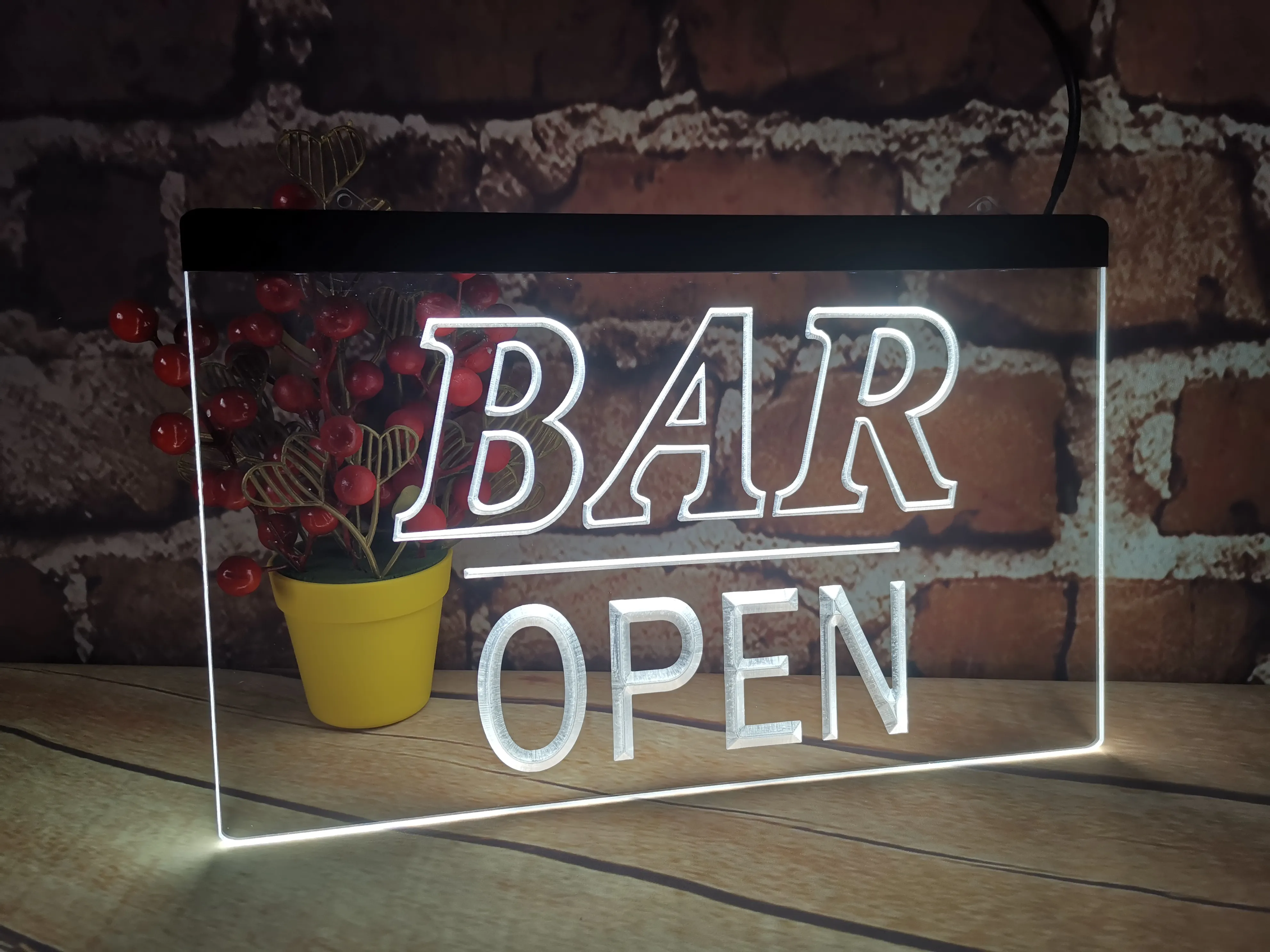 Open Bar LED Neon Sign | Modern Wall Decor Light For Bedroom, Bar ...