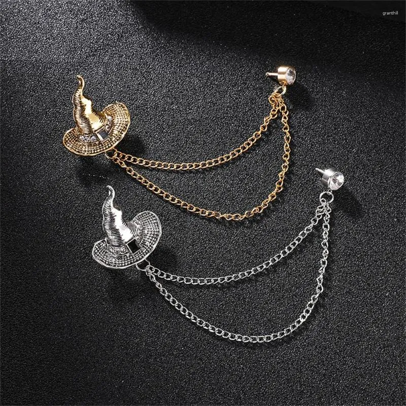Vintage Pointed Hat Tassel Lapel Pins & Brooches For Men Delicate Witch ...