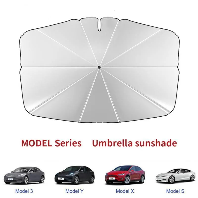 Tesla Model 3/Y/X Series Car Windshield Sunscreen Umbrella UV ...