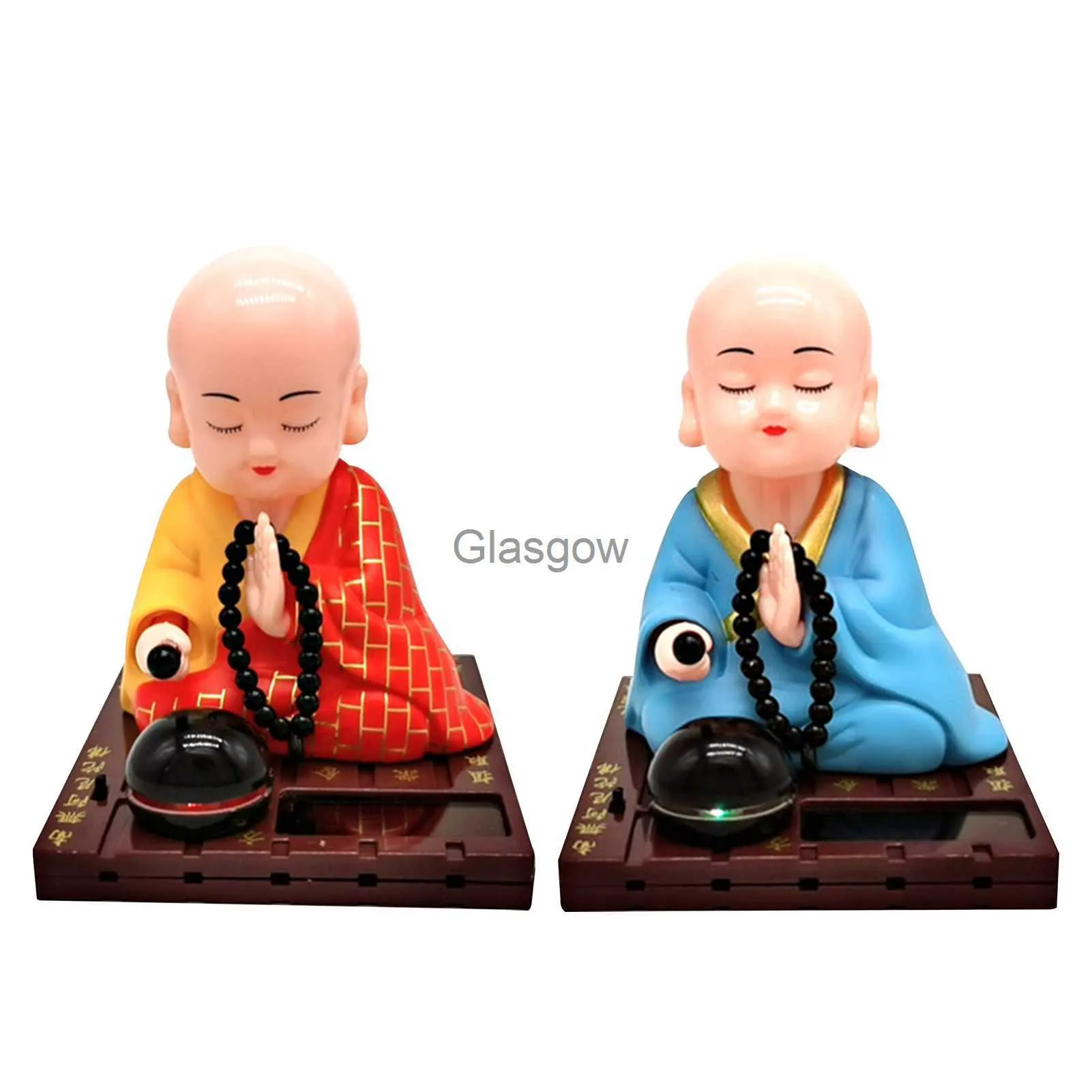 Solar Powered Little Monk Car Decor - Cute Shaking Head Novice Figurine ...