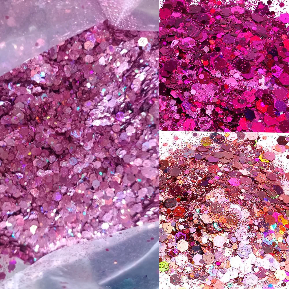 1KG Holographic Nail Glitter Bulk - 1000G Mixed Hex Glitter Powder for ...