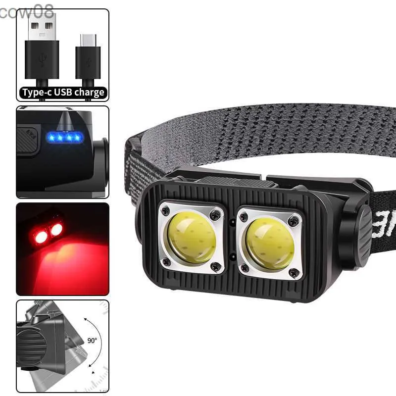 Head Flashlight COB Sensor Head Lamp With Built In Battery, Lightweight ...