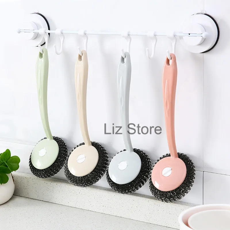 DHgate.com:Efficient Plastic Steel Ball Cleaning Brush for Kitchen Pan ...