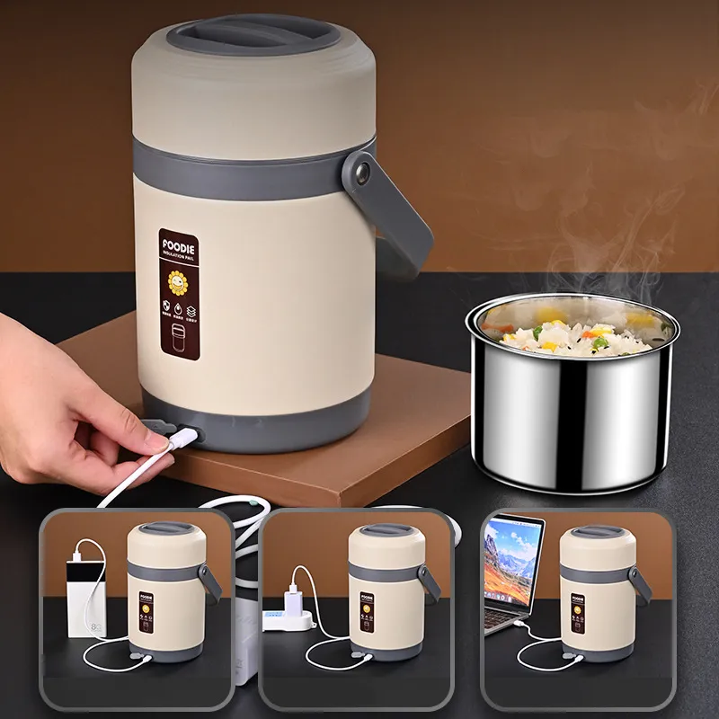 Portable Electric Lunch Box Food Warmer - USB Heated Thermos Container for Hot Meals at Office ...
