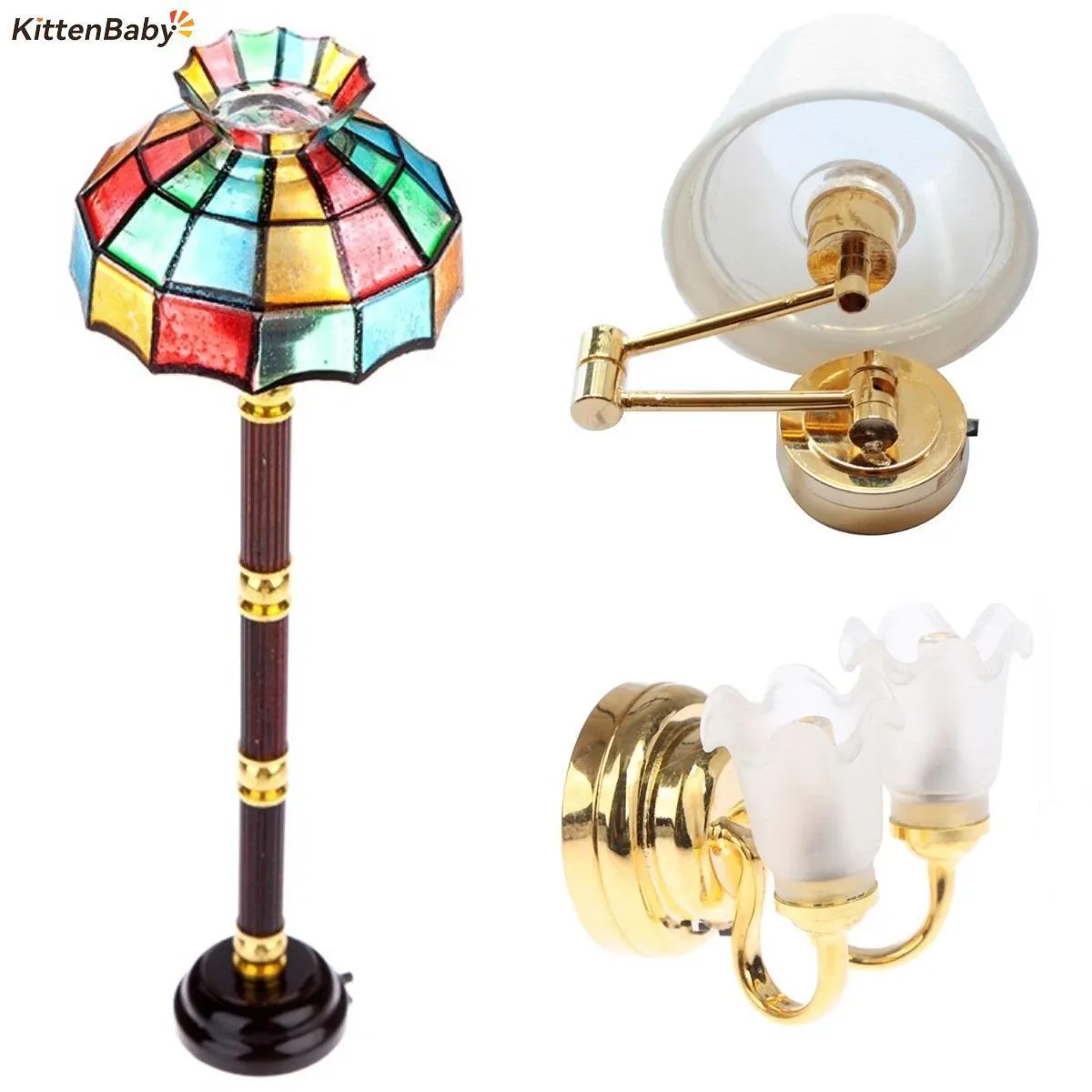 DHgate.com:Miniature Dollhouse LED Wall Sconce & Floor Lamp Battery ...