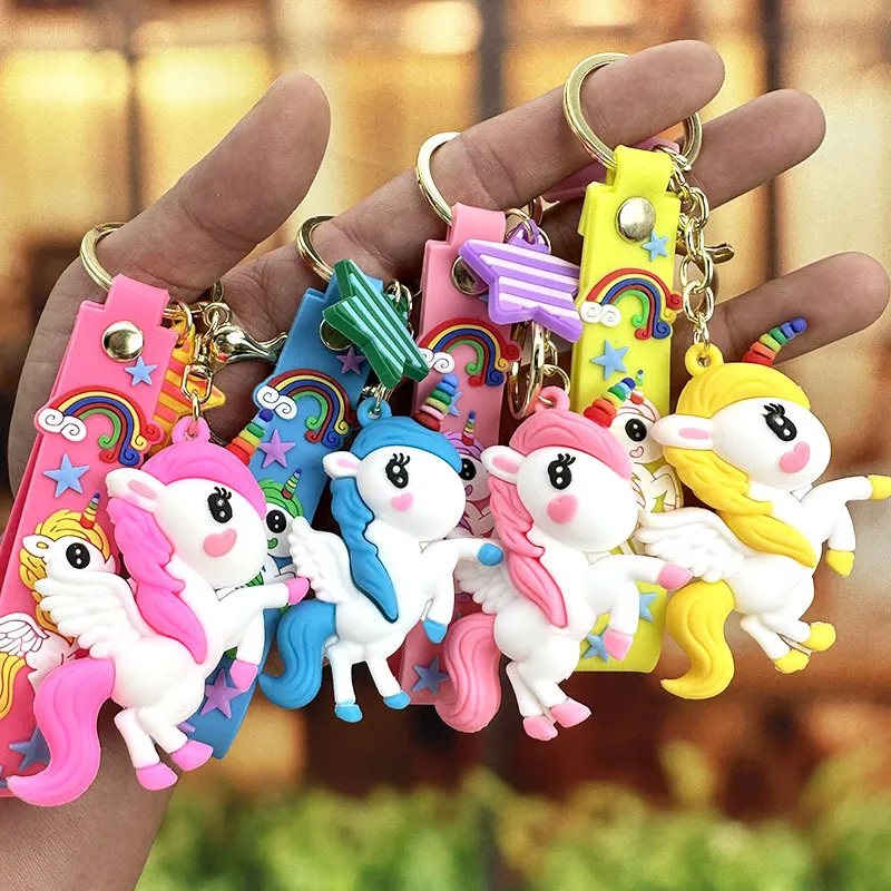 Cute Rainbow Unicorn Keychain - Cartoon Horse Bag Charm, Kawaii ...