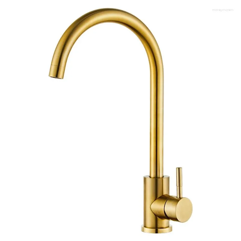 DHgate.com:Brushed Gold Kitchen Faucets, 360° Rotate Stainless Steel ...