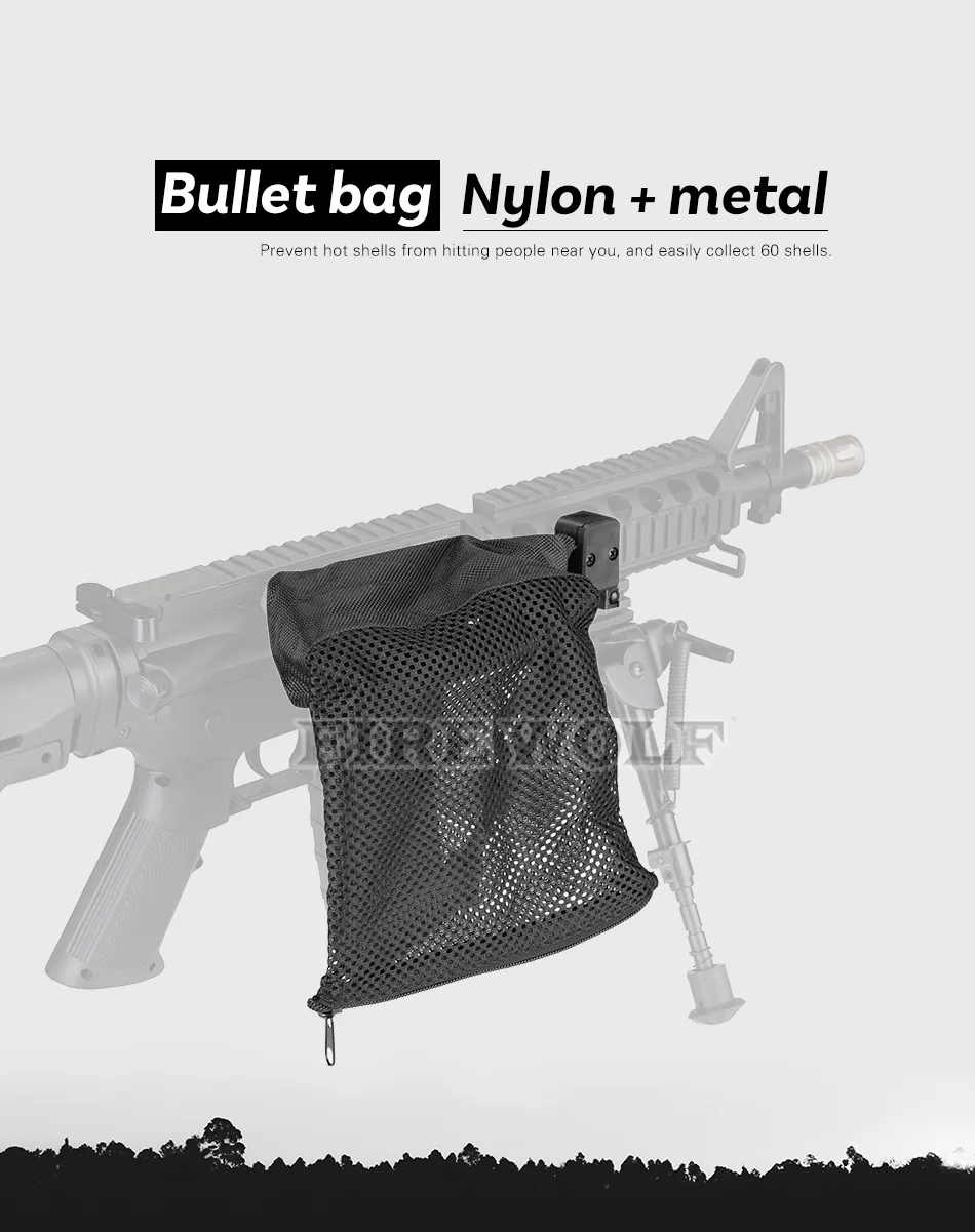 AR 15 Brass Shell Catcher Trap Nylon Mesh, Zippered Closure, 20mm Rail ...