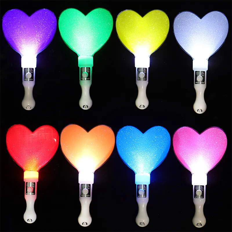 Heart Shaped LED Glow Stick Battery Powered Love Luminous Concert ...