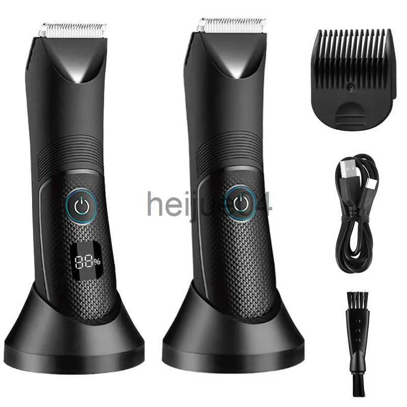 Body Hair Trimmer - Groin & Pubic Hair Clippers, Waterproof Wet/Dry ...