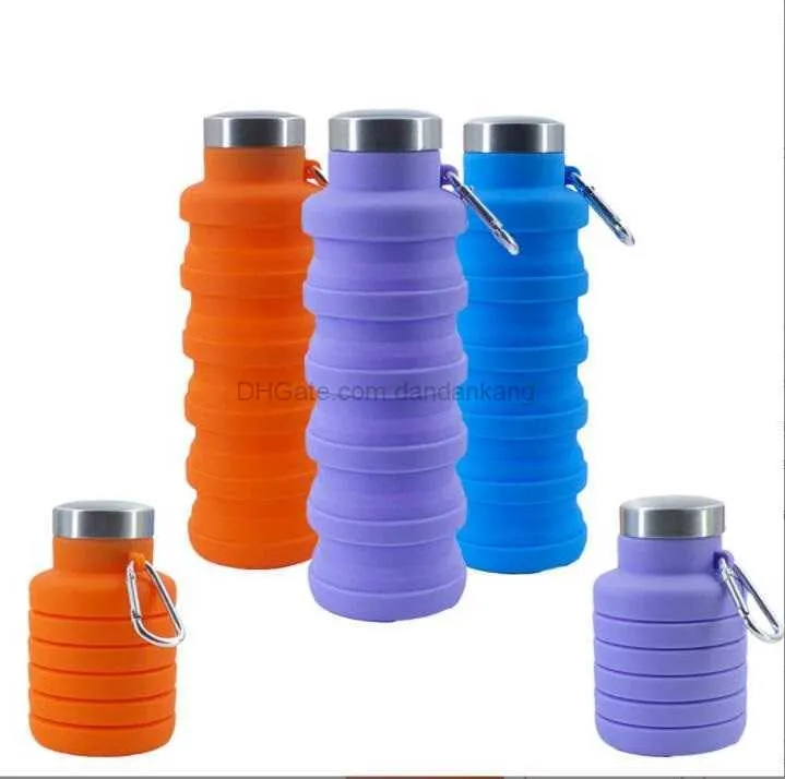 550ml Portable Silicone Foldable Unbreakable Water Bottle Collapsable ...