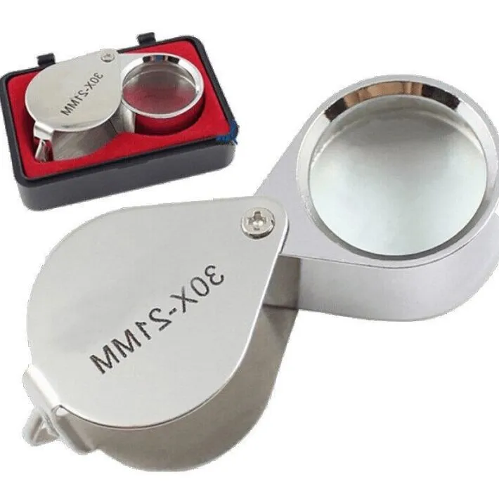 Jewelers Magnifying Glass 30x 21mm Optical Lens Loupe With LED Light ...