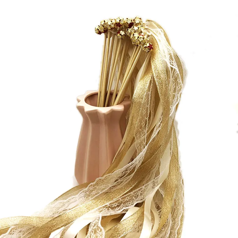 Banner Flags Wedding Ribbon Wands Glitter Ribbon Lace Streamer Fairy ...