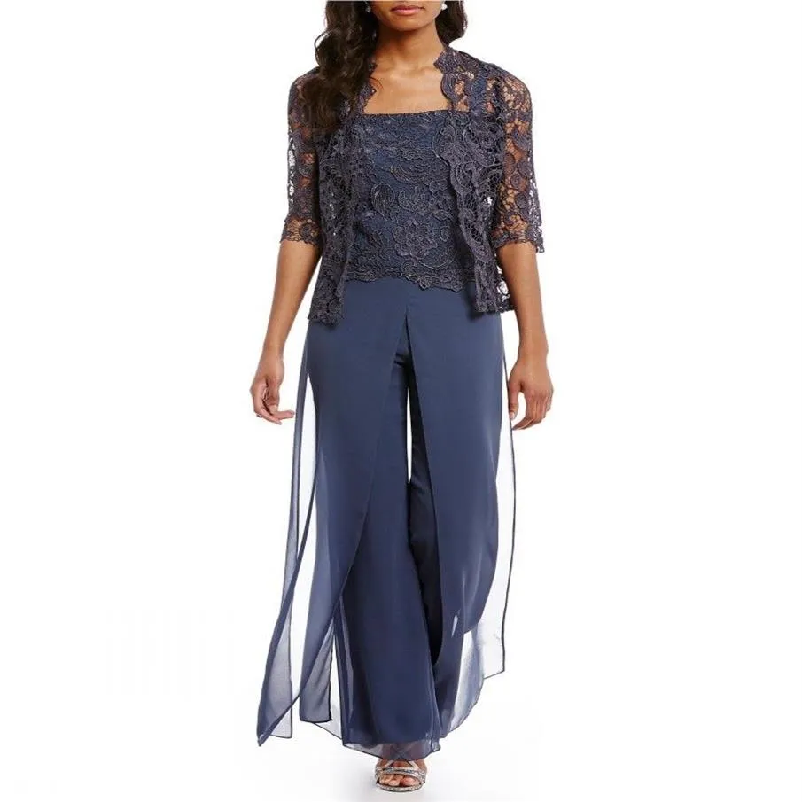Royal Blue Mother Of The Mother Of Bride Pantsuits Set With Jacket ...