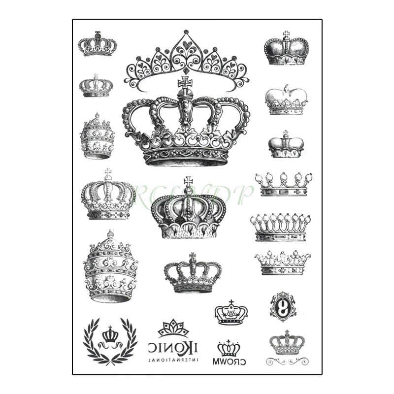 Waterproof Temporary Tattoo Sticker Crown Type Olive Branch Stickers ...