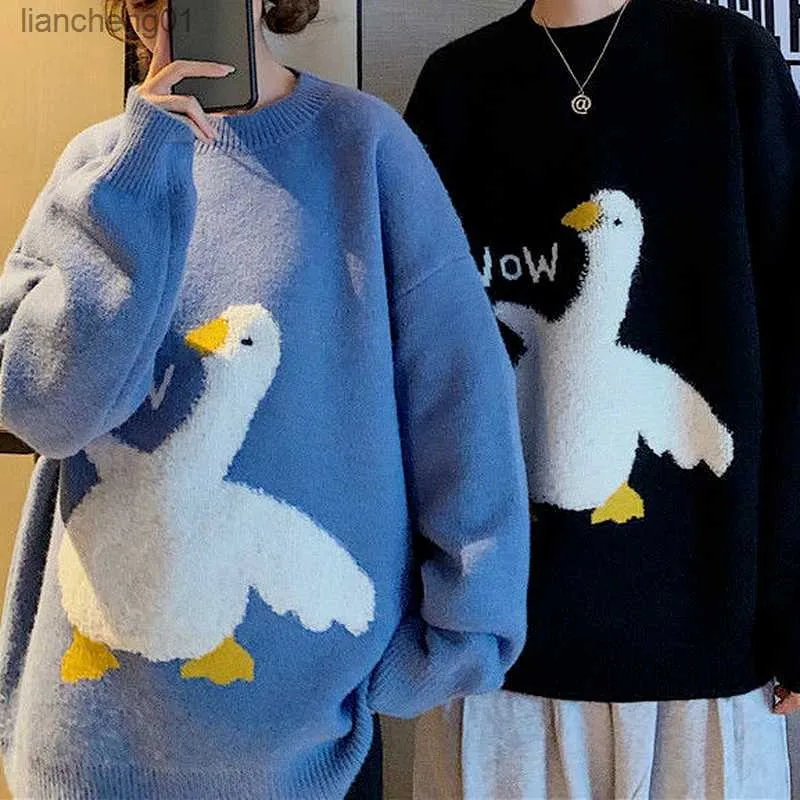 Kawaii Goose Sweater - Korean Harajuku Oversized Knit Jumper, Cute ...