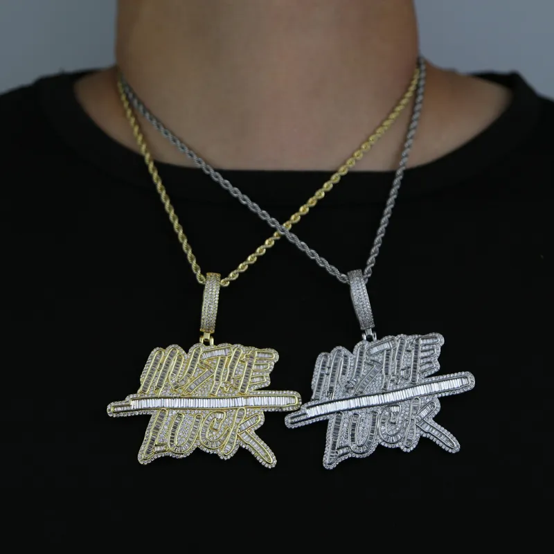 HUSTLE LUCK Letter Necklace Iced Out Zirconia Hip... From Yizhe, $15.27 ...