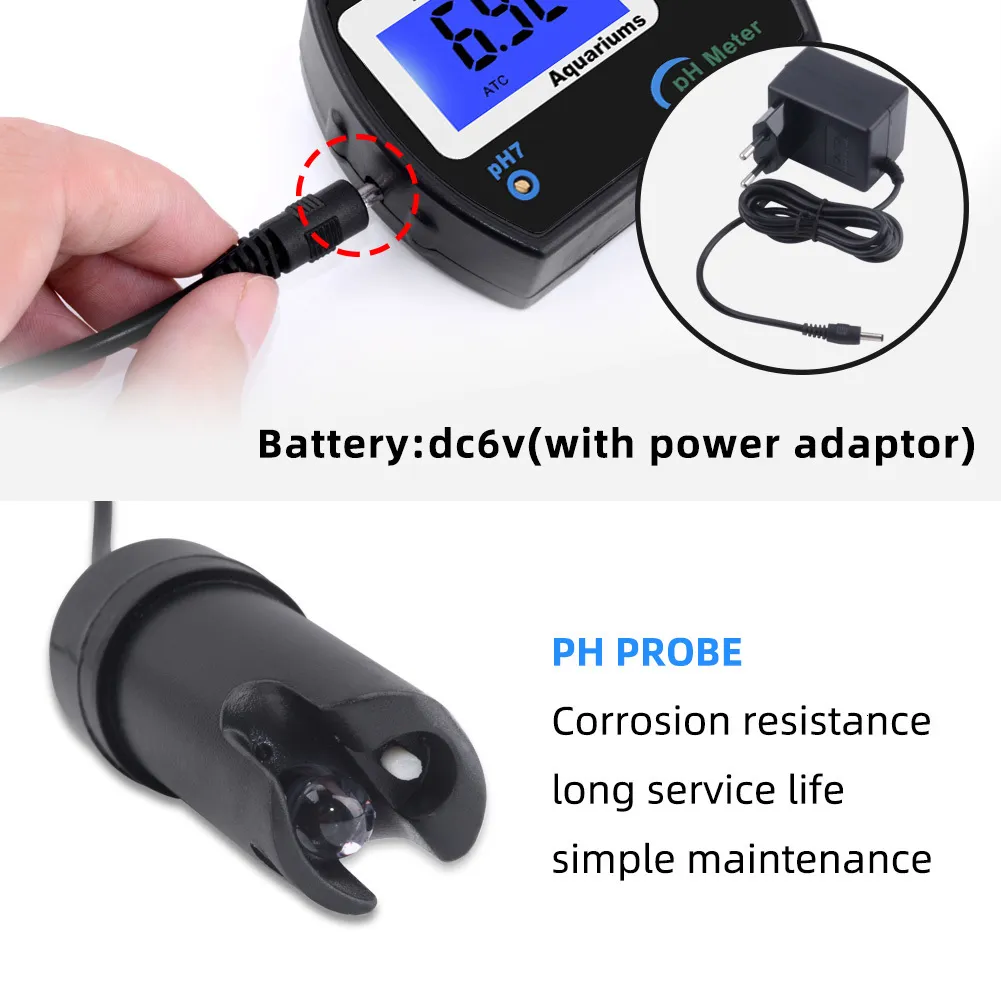 PH Meter For Fish Tank Professional Accurate Multi Parameter Water Quality Monitor With US/EU ...