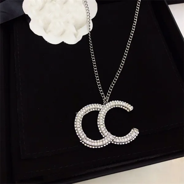 Women's C Letter Logo Pendant Necklaces CCity Silvery Chokers Luxury ...