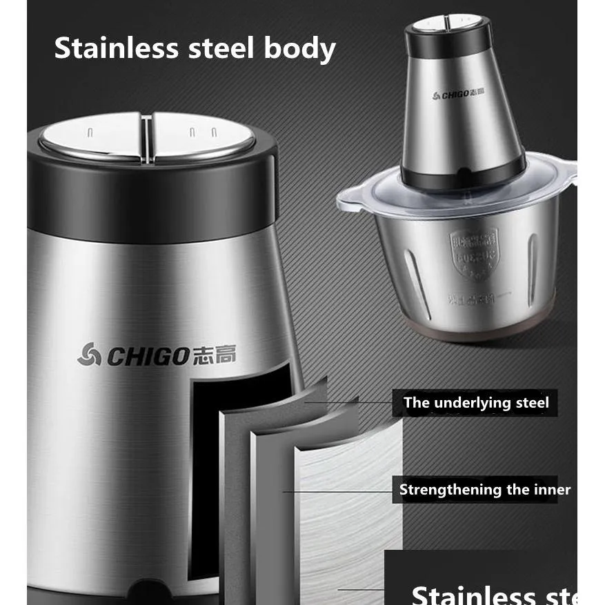 DHgate.com:Stainless Steel Electric Chopper Meat Grinder Food Slicer, 2L Capacity, 220V, 300W ...