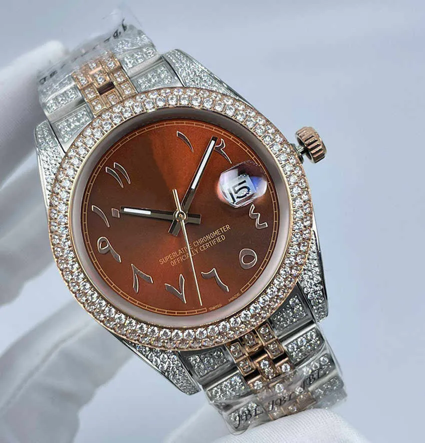 High Quality Luxury 41mm Arabic Numerals Dial Full Diamond Watch 2813 ...