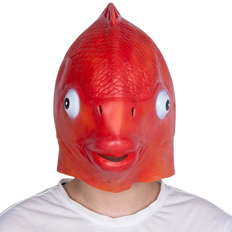 Goldfish Latex Dreamwear Full Face Mask Funny Fish Head Cosplay Costume ...