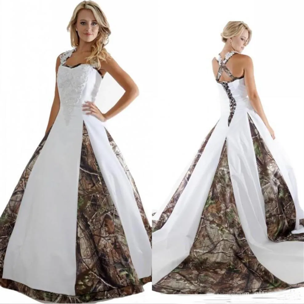 2020 Camo Corset Ballgown Wedding Dress With Appliques Long Camouflage ...