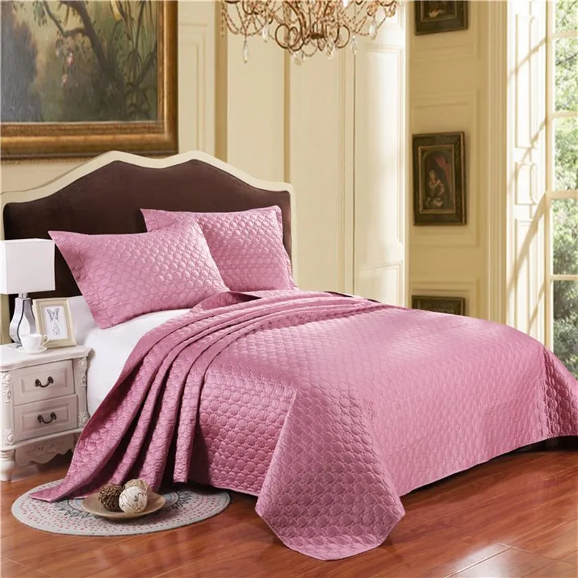 Rose Pink King Size King Bedspread Sets Polyester Cotton Quilt Cover ...