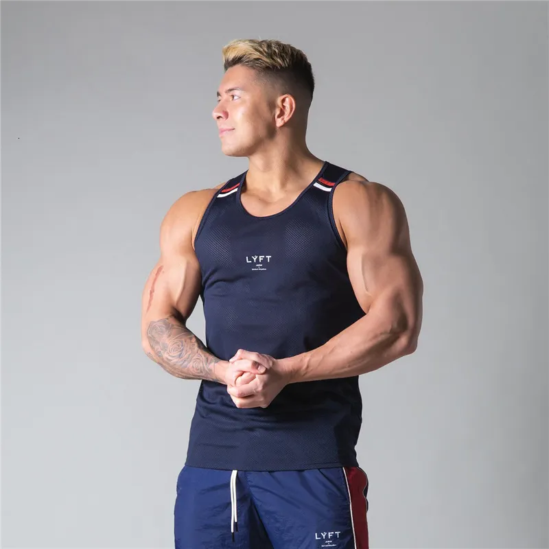 DHgate.com:Breathable Mesh Sleeveless Striped Tank Top for Mens Fitness ...