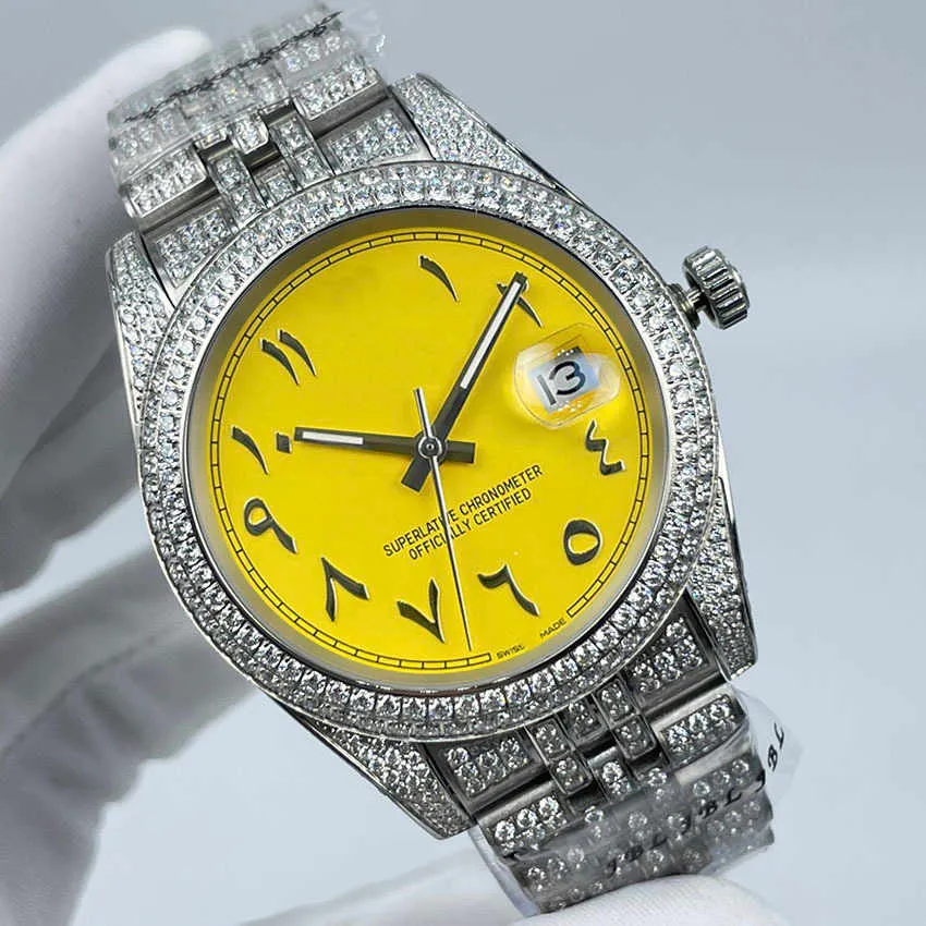 High Quality Luxury 41mm Arabic Numerals Dial Full Diamond Watch 2813 ...