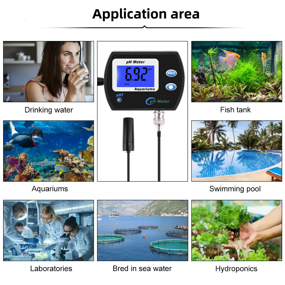 PH Meter For Fish Tank Professional Accurate Multi Parameter Water Quality Monitor With US/EU ...
