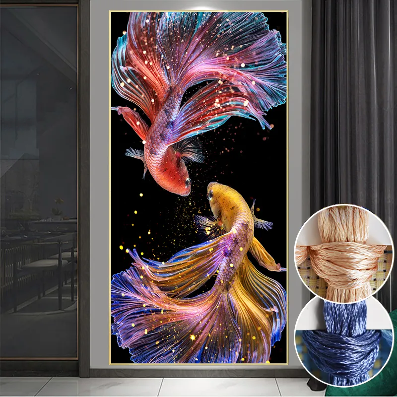 DIY Fish Cross Stitch Kit - Full Embroidery Set, Goldfish & Koi Designs ...