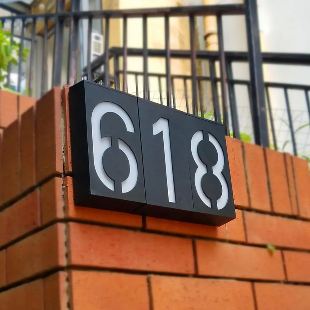 Solar LED House Number Light - Illuminated Address Sign, Weatherproof ...