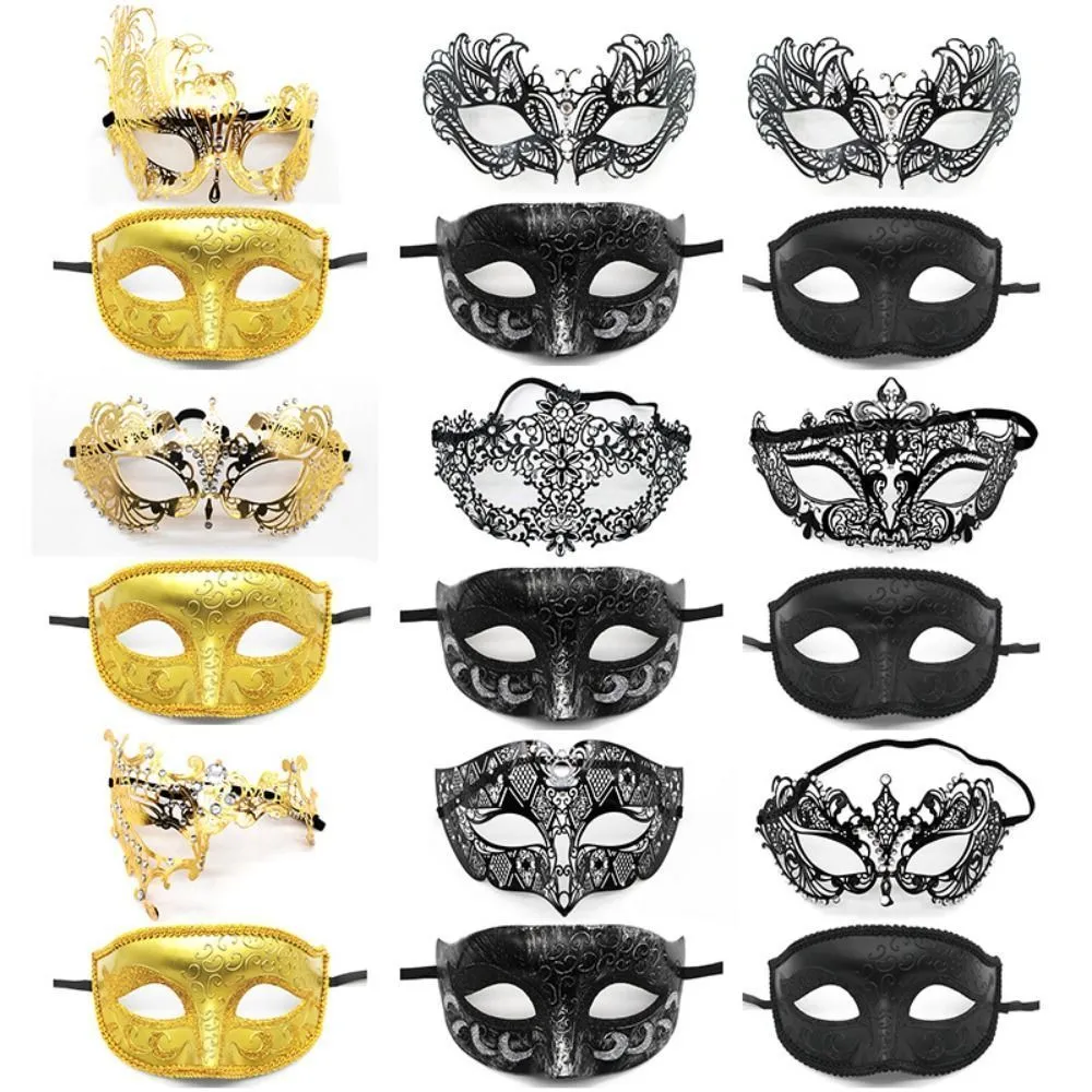 Skull Masquerade Masks Set - Metal Half Face Mask for Cosplay, Dance ...