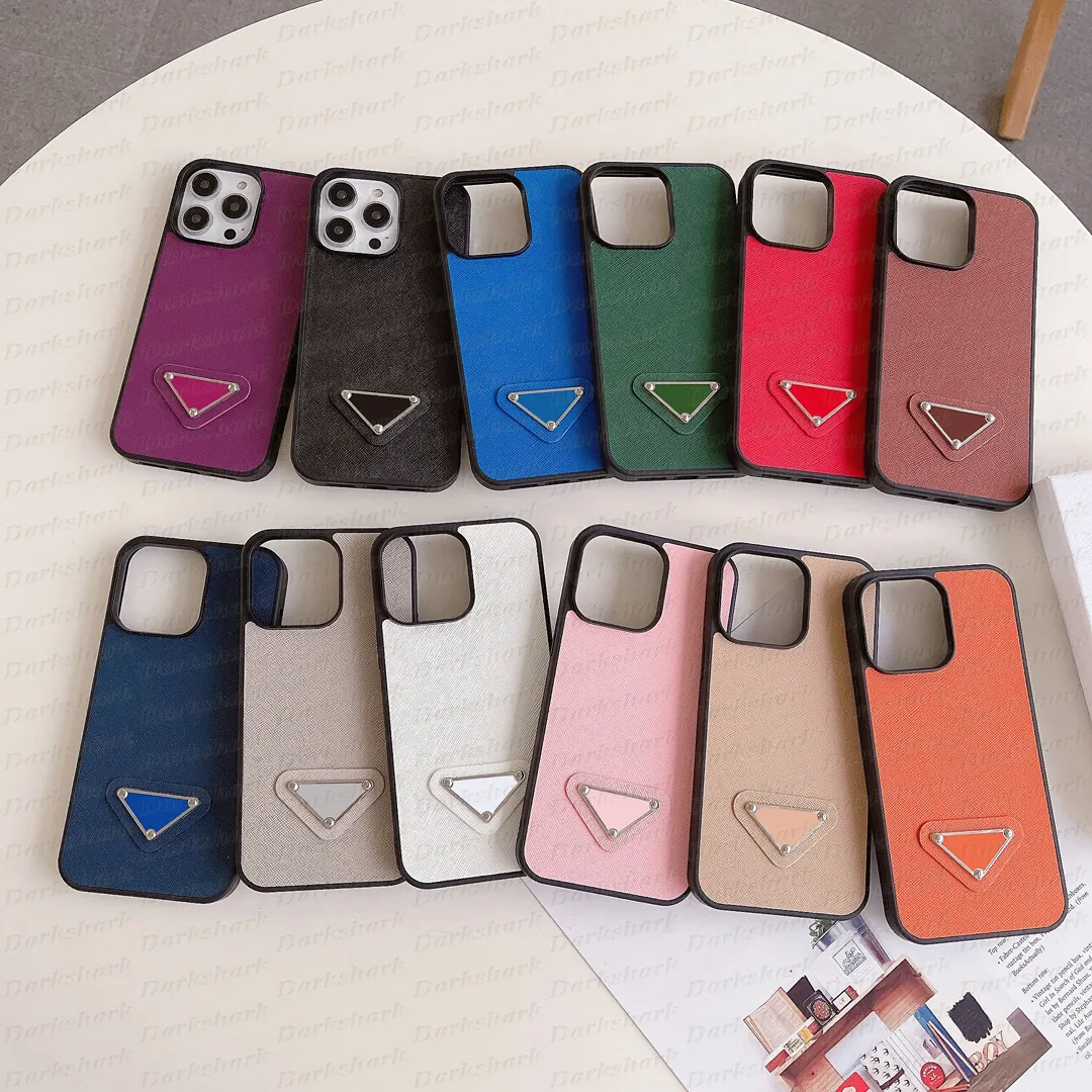 Luxury Leather Triangle Leather Phone Cases For IPhone Designer Full ...