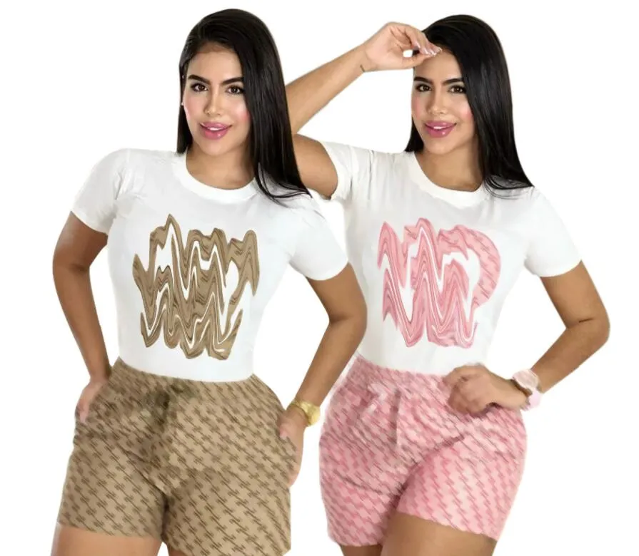 Designer Embroidery Two Piece Short Sleeve Shorts Set For Women From ...