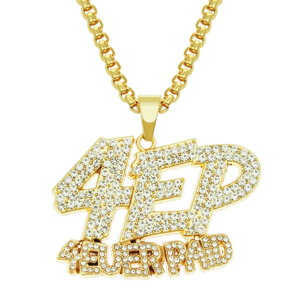 Shiny Diamond Hip Hop Rapper 22k Gold Alphabet Pendant With 4EP 4EVER ...