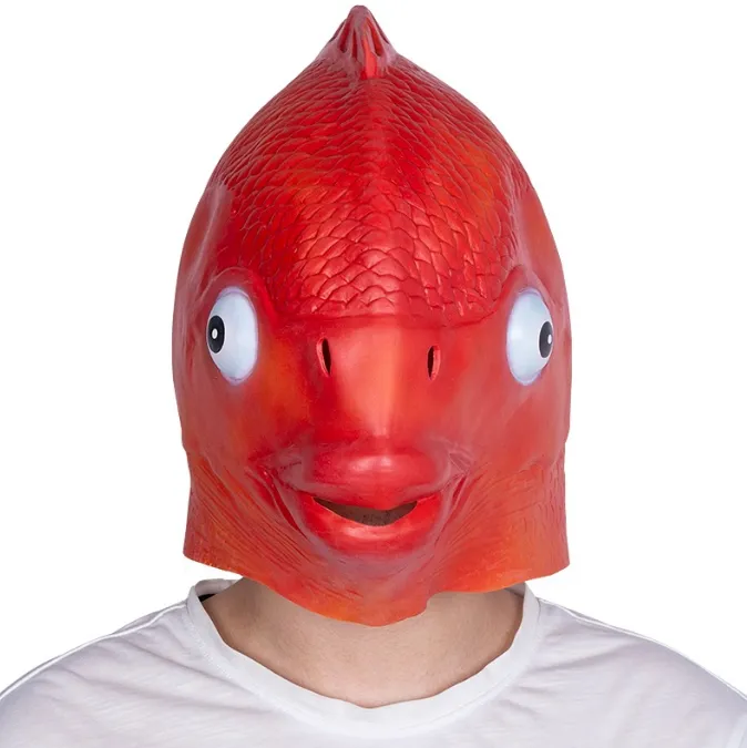 Red Carp Latex Animal Mask Lifelike Headgear For Halloween, Cosplay ...