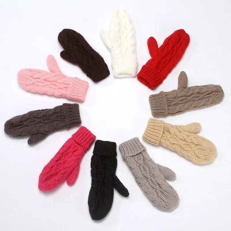DHgate.com:Winter Warm Knitted Mittens, Thick Acrylic Fleece Solid ...